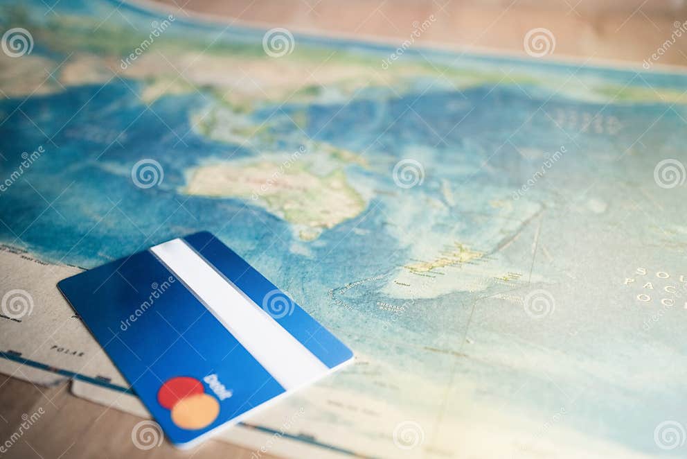 Credit card on world map stock image. Image of credit - 145417975
