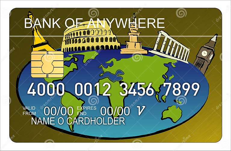 Credit card with world map stock illustration. Illustration of england ...