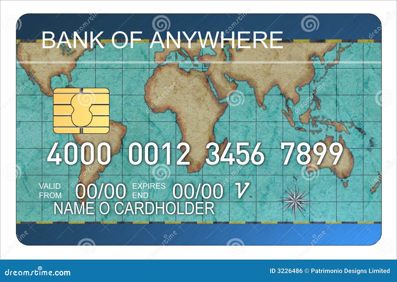 Credit Card With World Map Blu Picture. Image: 3226486