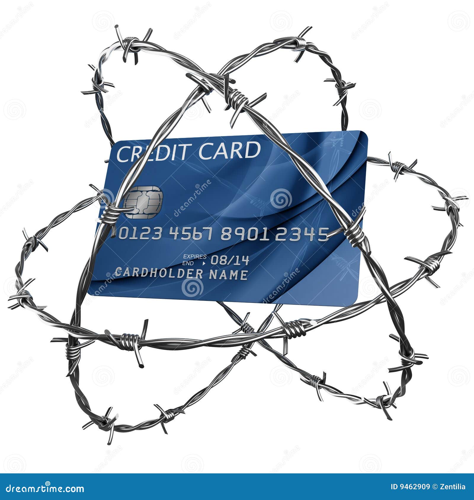 Credit Card Wrapped in Barbed Wire Stock Illustration - Illustration of ...
