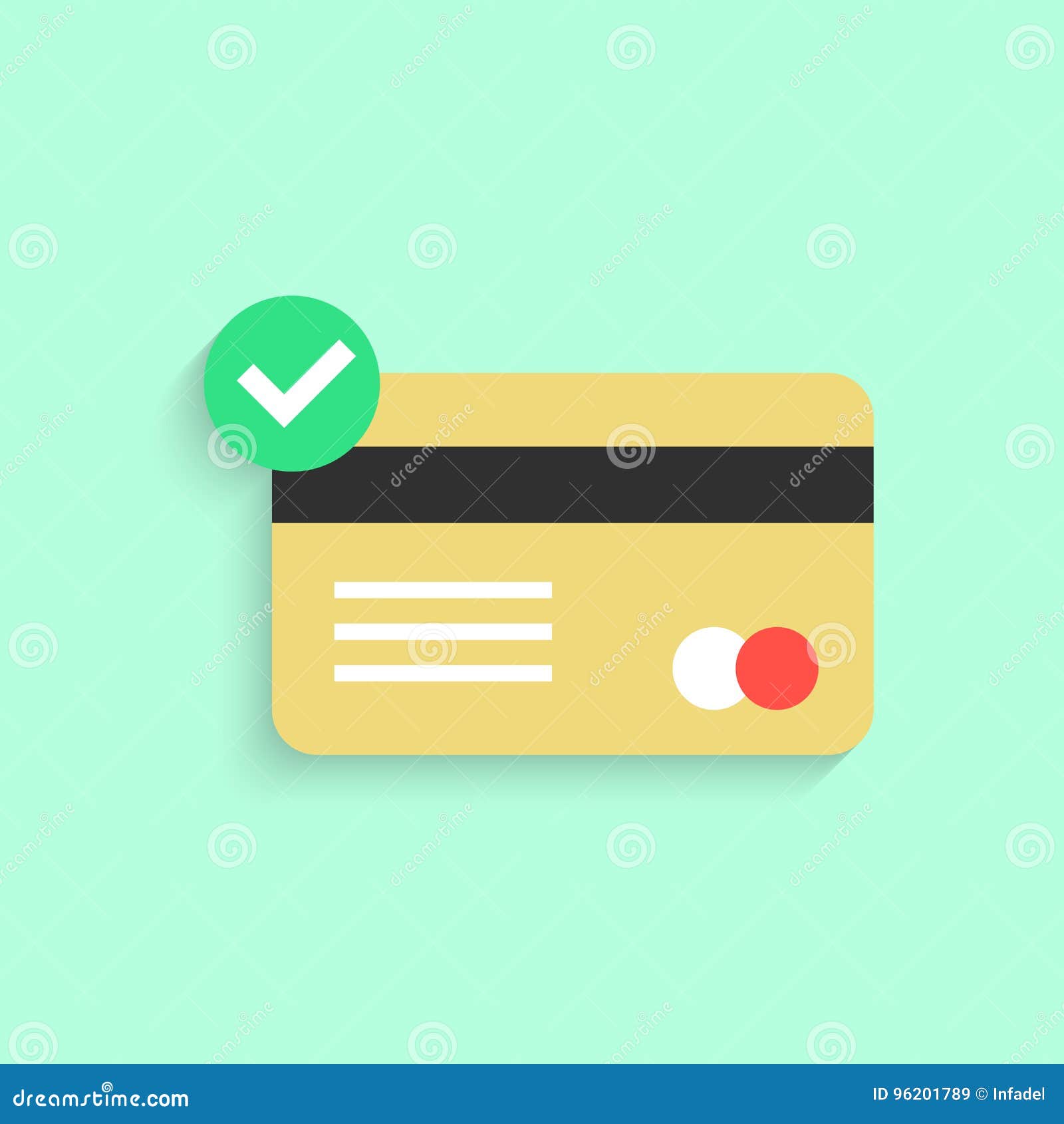 Credit Card with Yes Check Mark and Shadow Stock Vector - Illustration ...