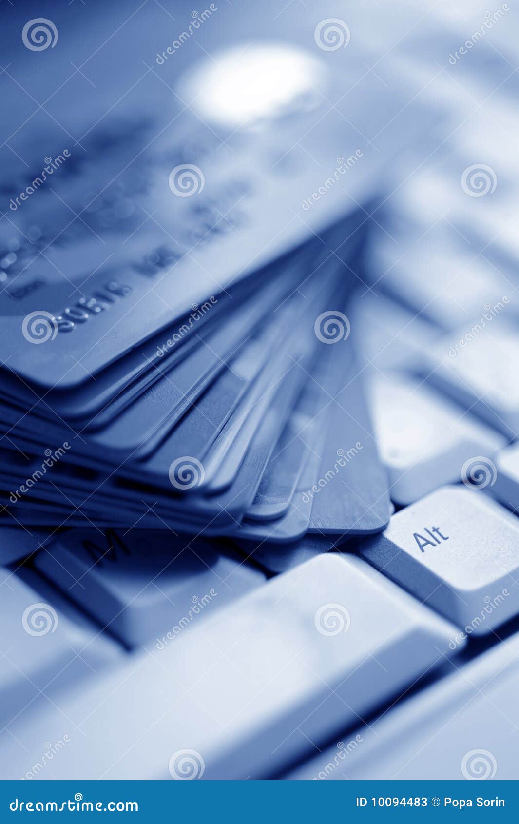 Credit Cards on Computer Keyboard Stock Image - Image of credit ...