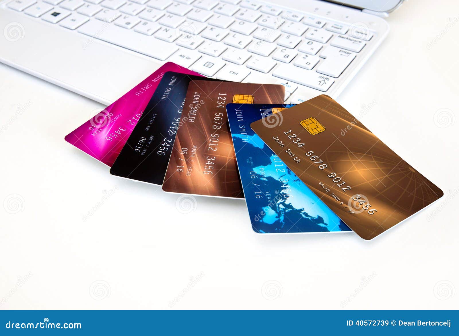Credit cards on computer stock image. Image of payment - 40572739