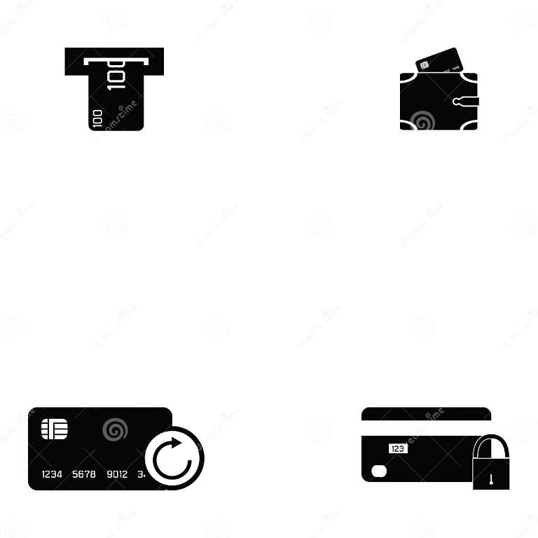 Credit cards icon set stock vector. Illustration of concept - 107347589