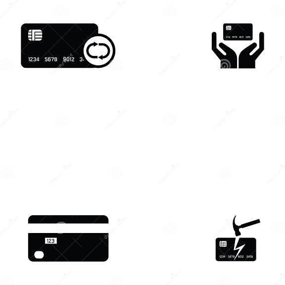 Credit cards icon set stock vector. Illustration of financial - 107347648