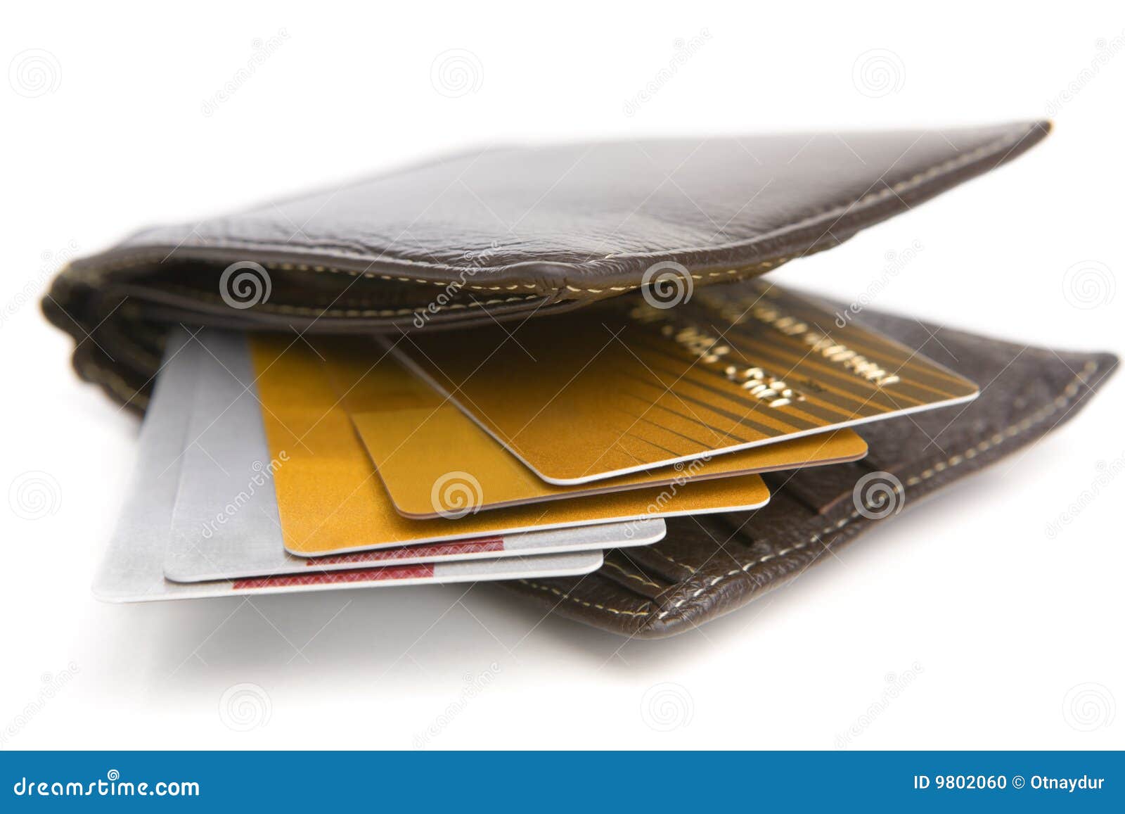 Credit cards inside wallet stock photo. Image of consumerism - 9802060