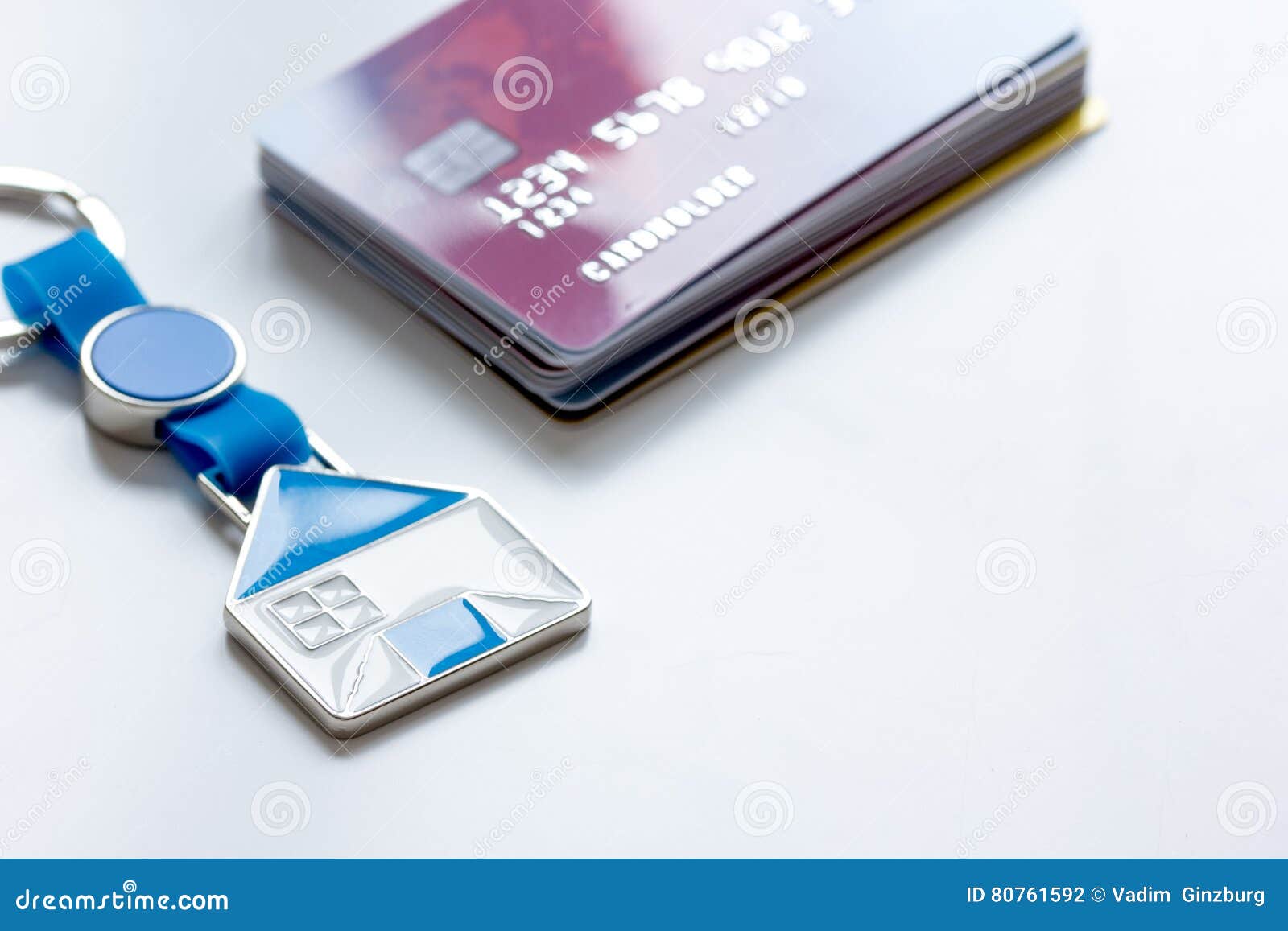 Credit Cards, Key Ring - Concept Mortgage on White Background Stock ...