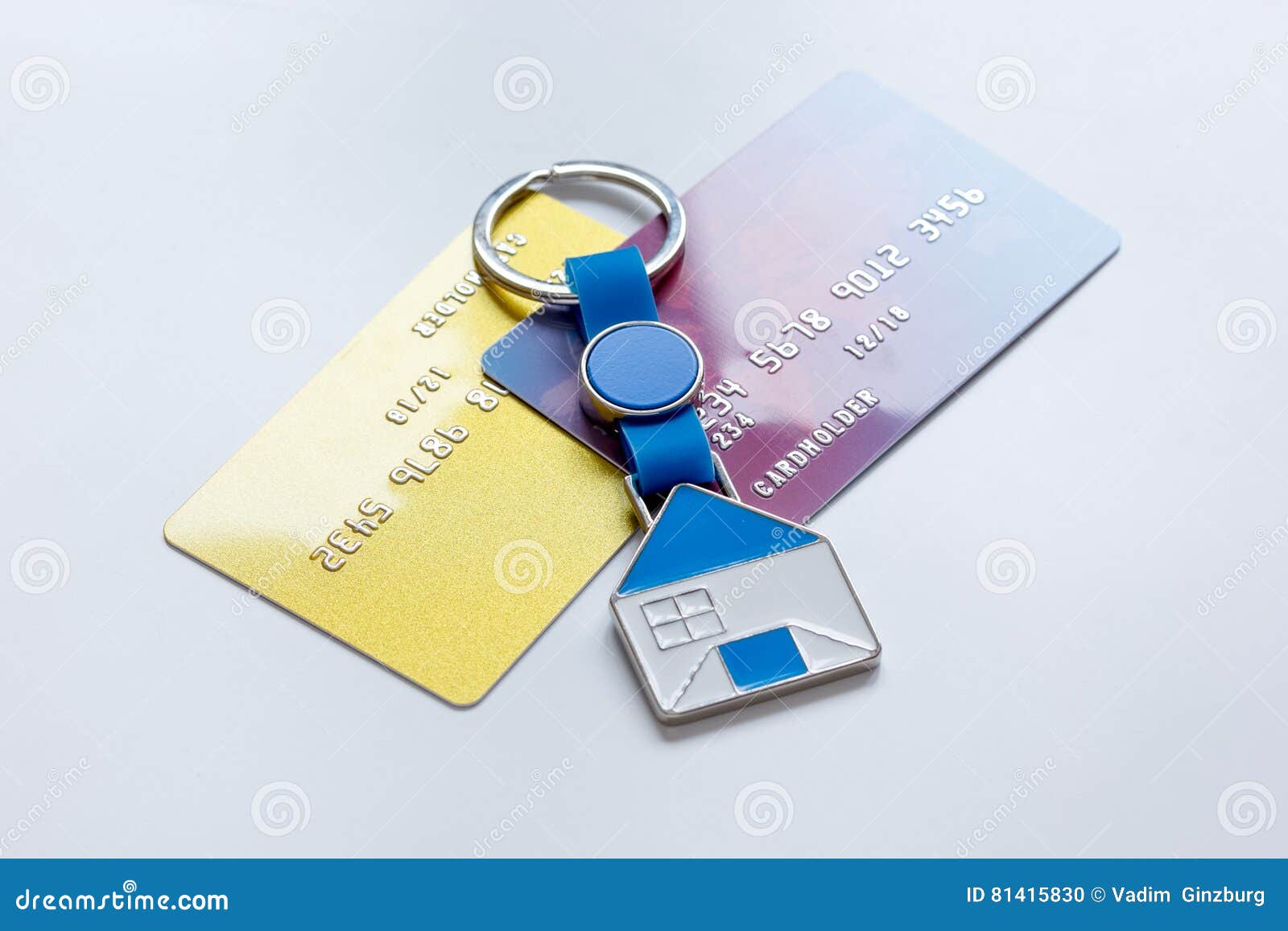 Credit Cards, Key Ring - Concept Mortgage on White Background Stock ...