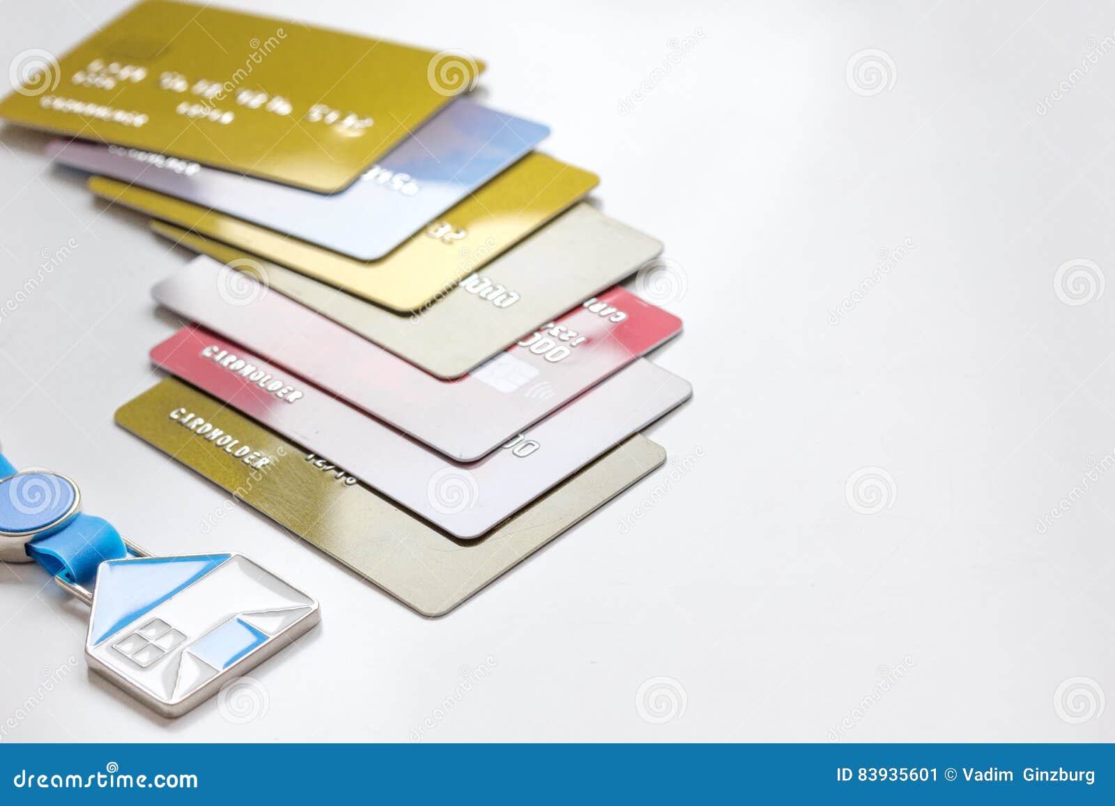 Credit Cards, Key Ring - Concept Mortgage on White Background Stock ...