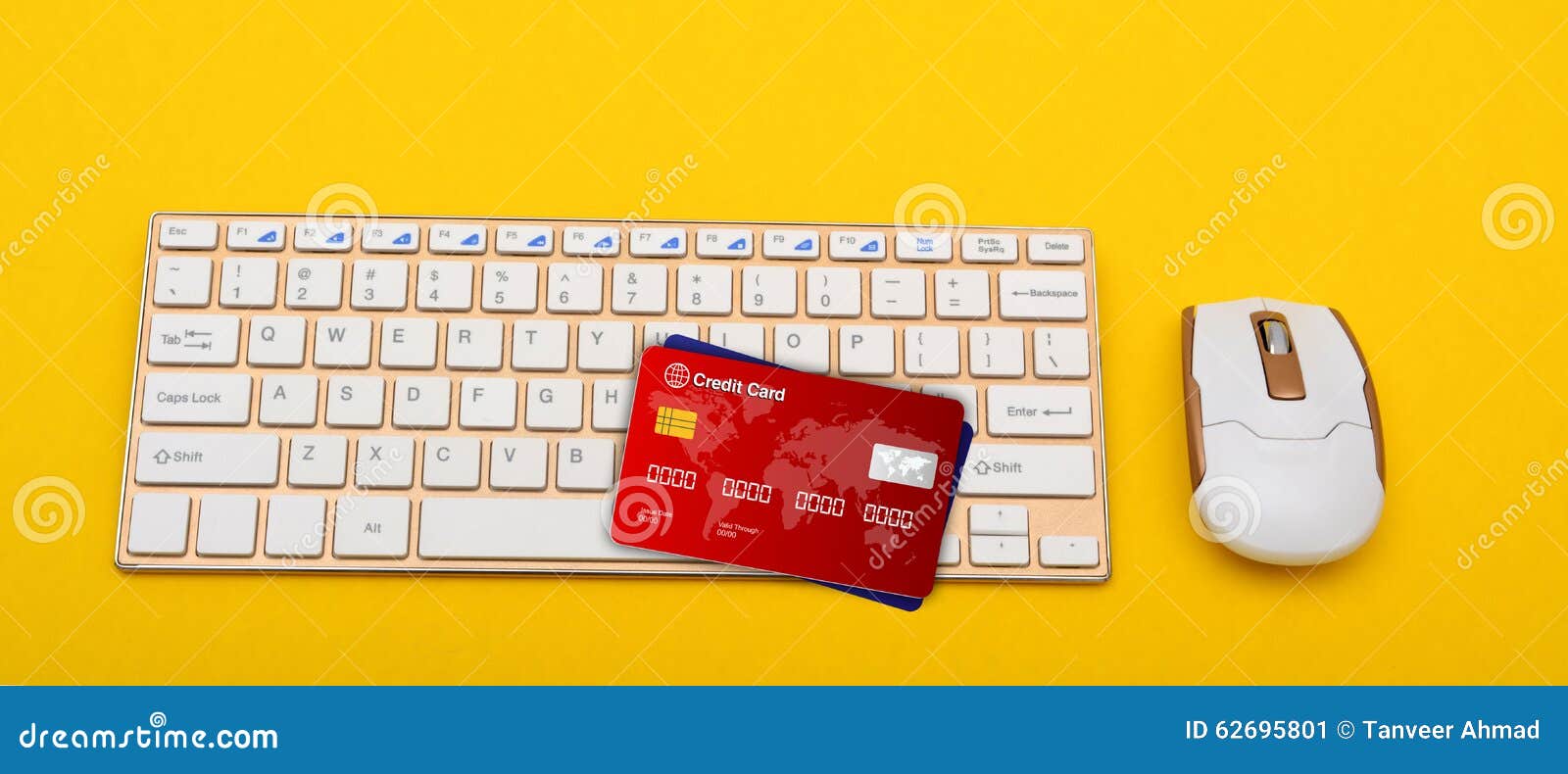 Credit Cards on Keyboard Keys with Mouse Stock Image - Image of ...