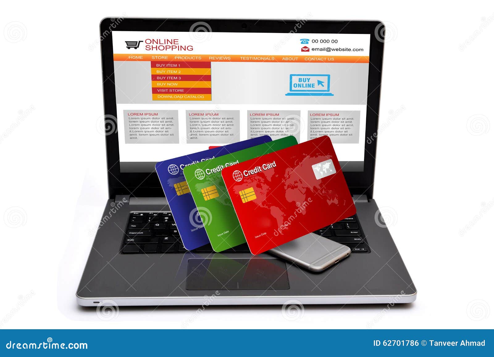 Credit Cards on Laptop Keyboard with Smartphone Stock Photo - Image of ...