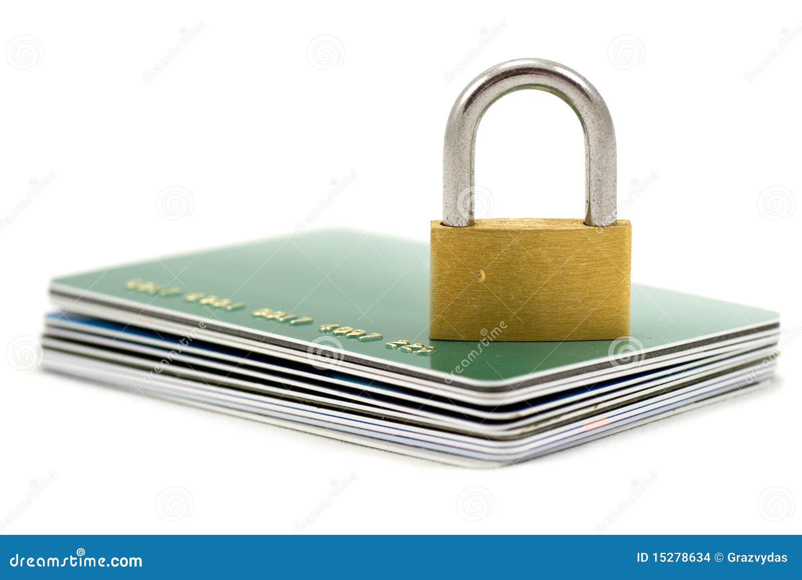 Credit cards and lock stock photo. Image of secret, macro - 15278634