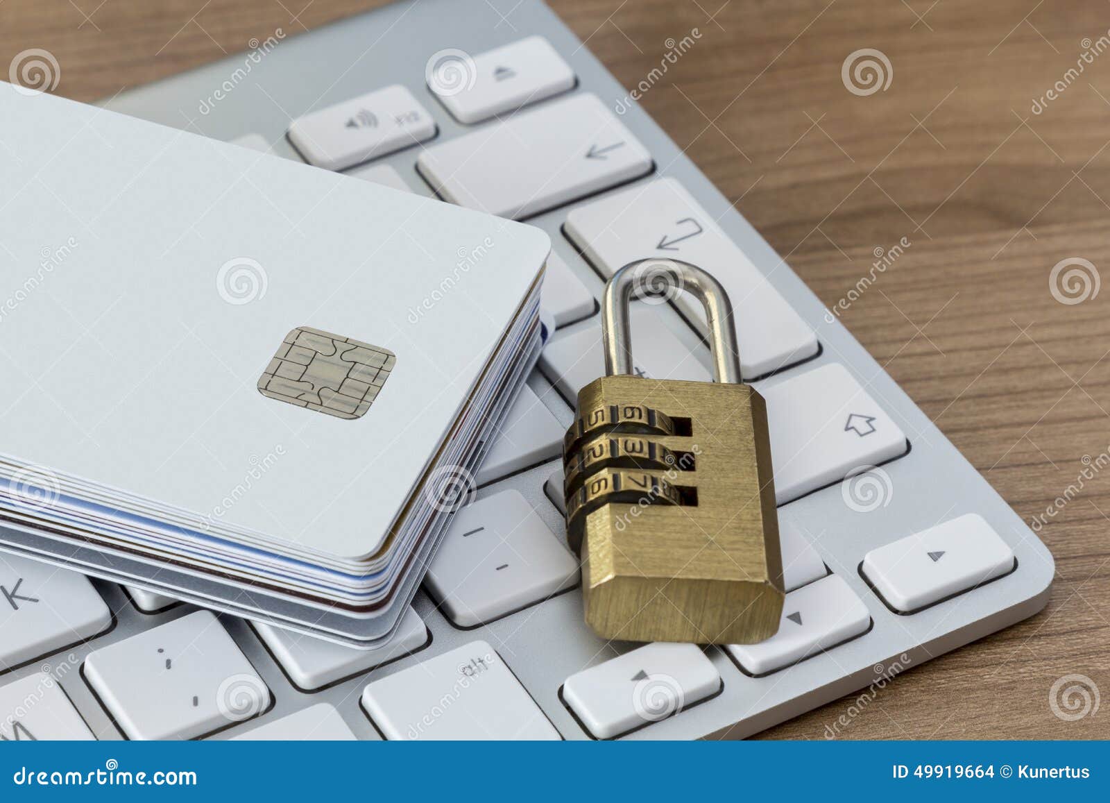 Credit Cards with Lock on a Keyboard Stock Photo - Image of hacker ...