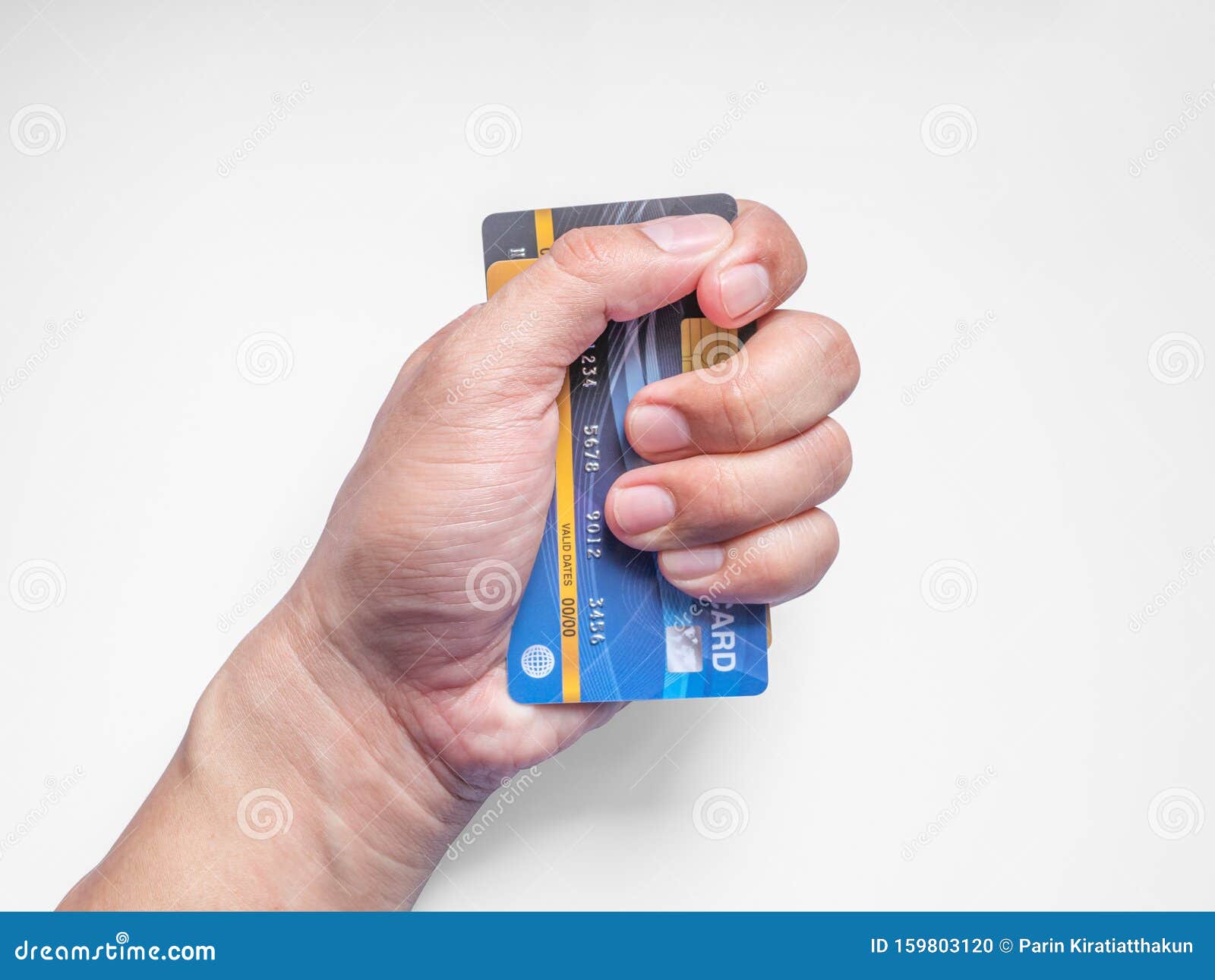 Credit cards in man`s hand stock photo. Image of card - 159803120