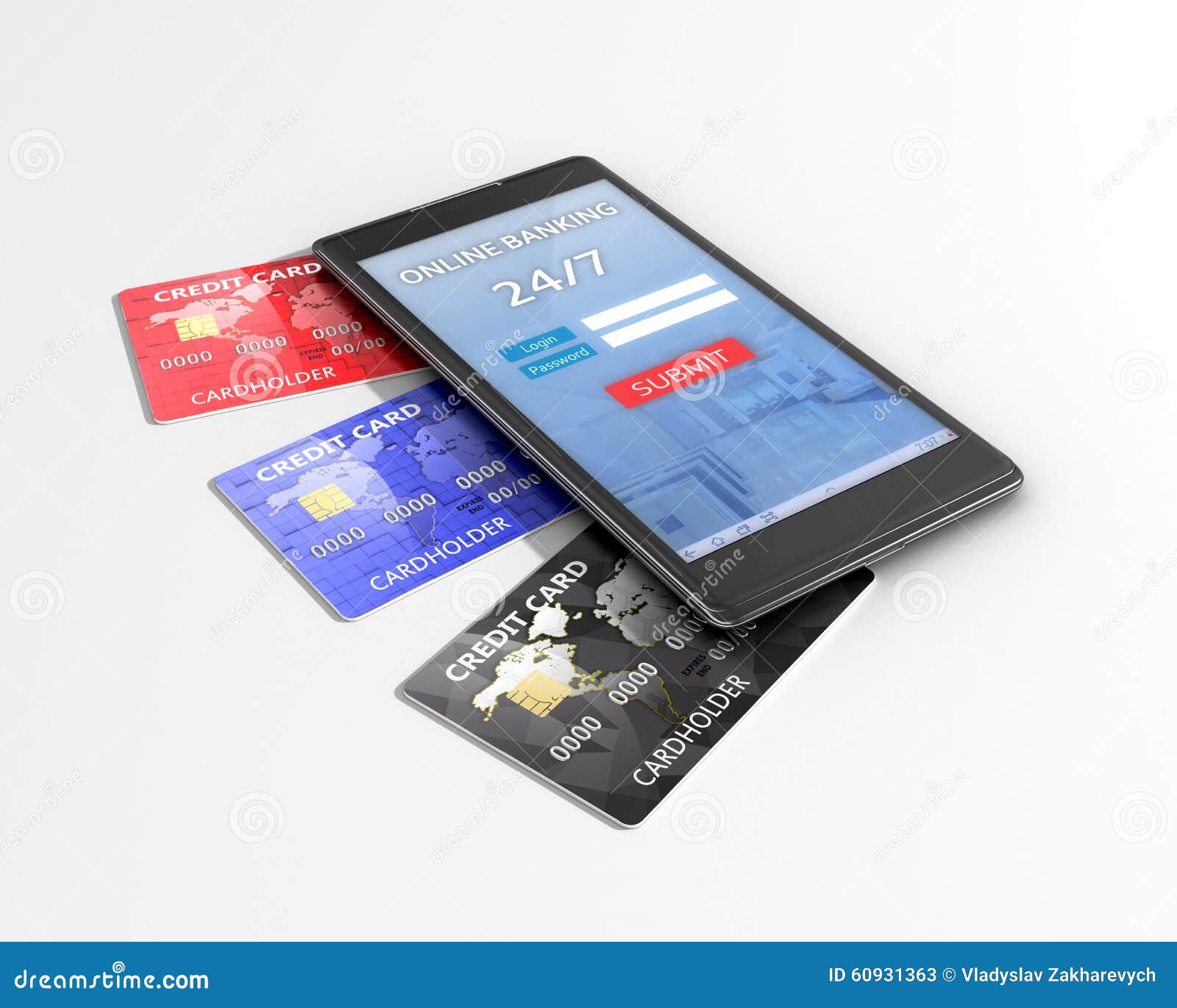 Credit Cards and Mobile Phone Stock Image - Image of reflection ...
