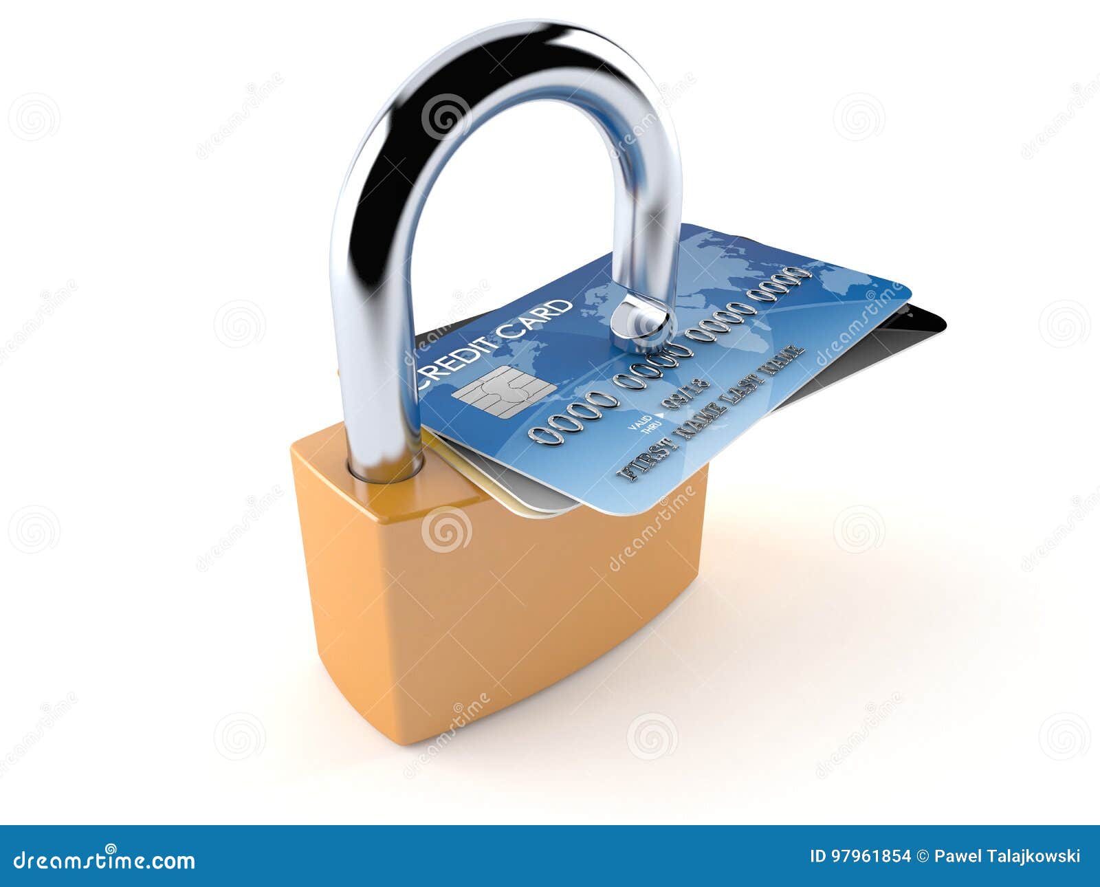 Credit cards with padlock stock illustration. Illustration of financial ...