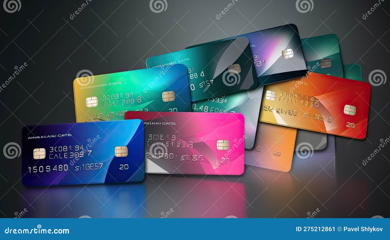 Credit Cards Stack Close Up Stock Illustration - Illustration of ...