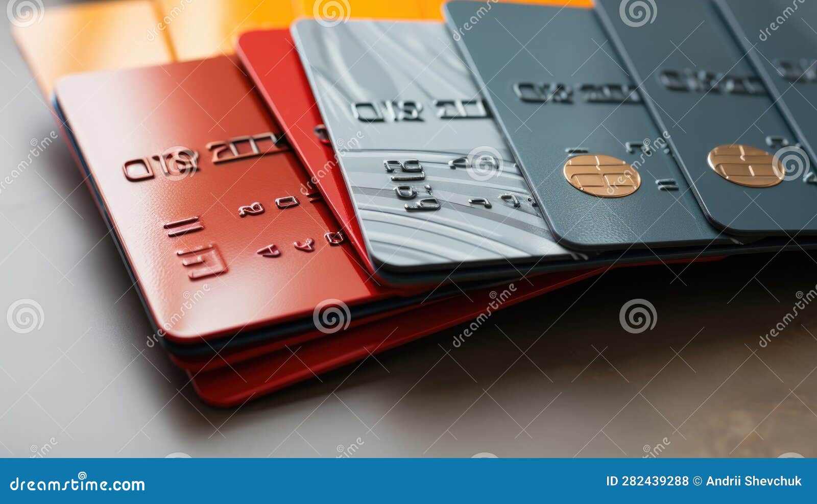 Credit Cards on the Table, Selective Focus. Generative AI Stock ...