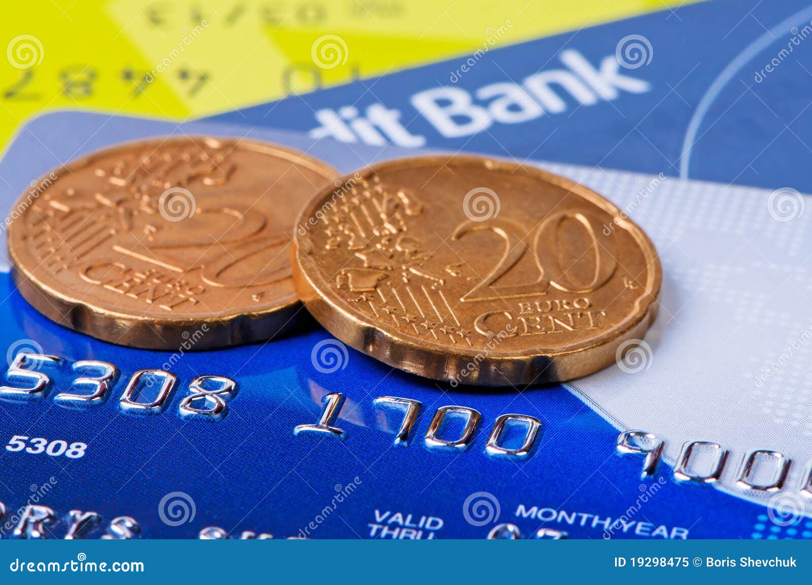 Credit Cards and Two Coins. Editorial Image - Image of market, coin ...