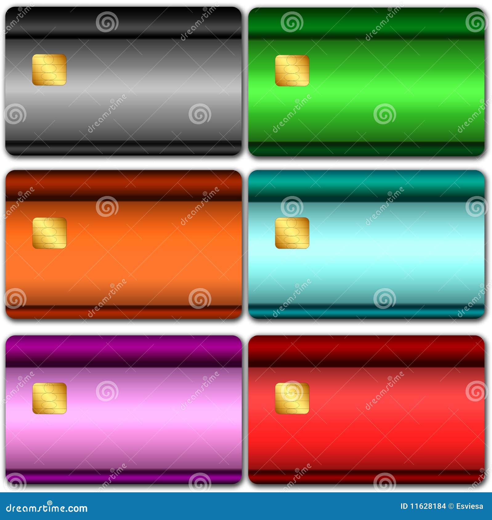 Credit Cards in Various Colors Stock Illustration - Illustration of ...