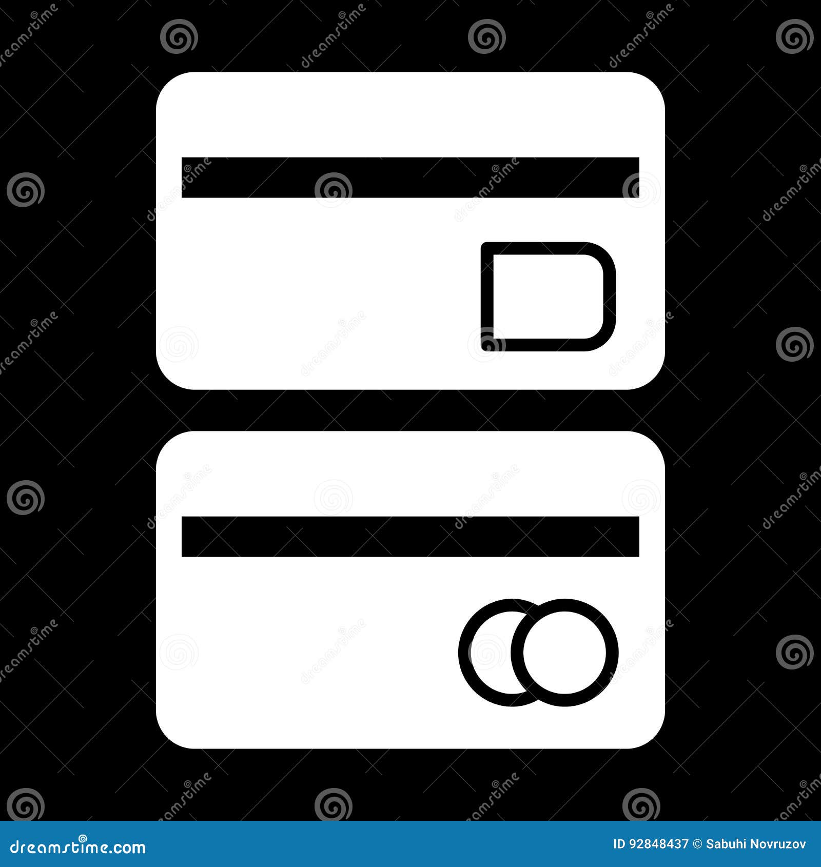 Credit Cards Vector Icon. Black and White Card Illustration. Solid ...