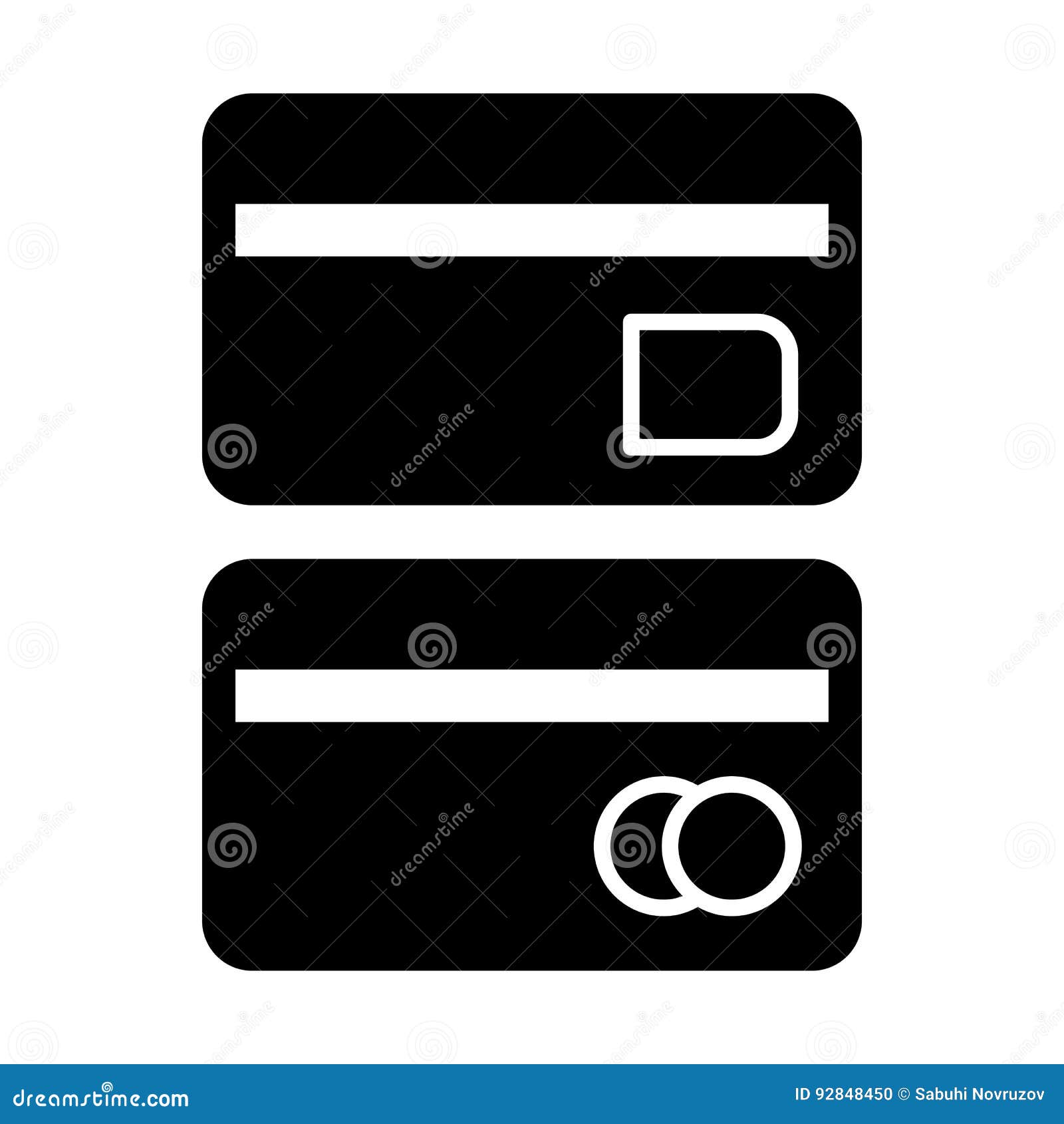 Credit Cards Vector Icon. Black and White Card Illustration. Solid ...