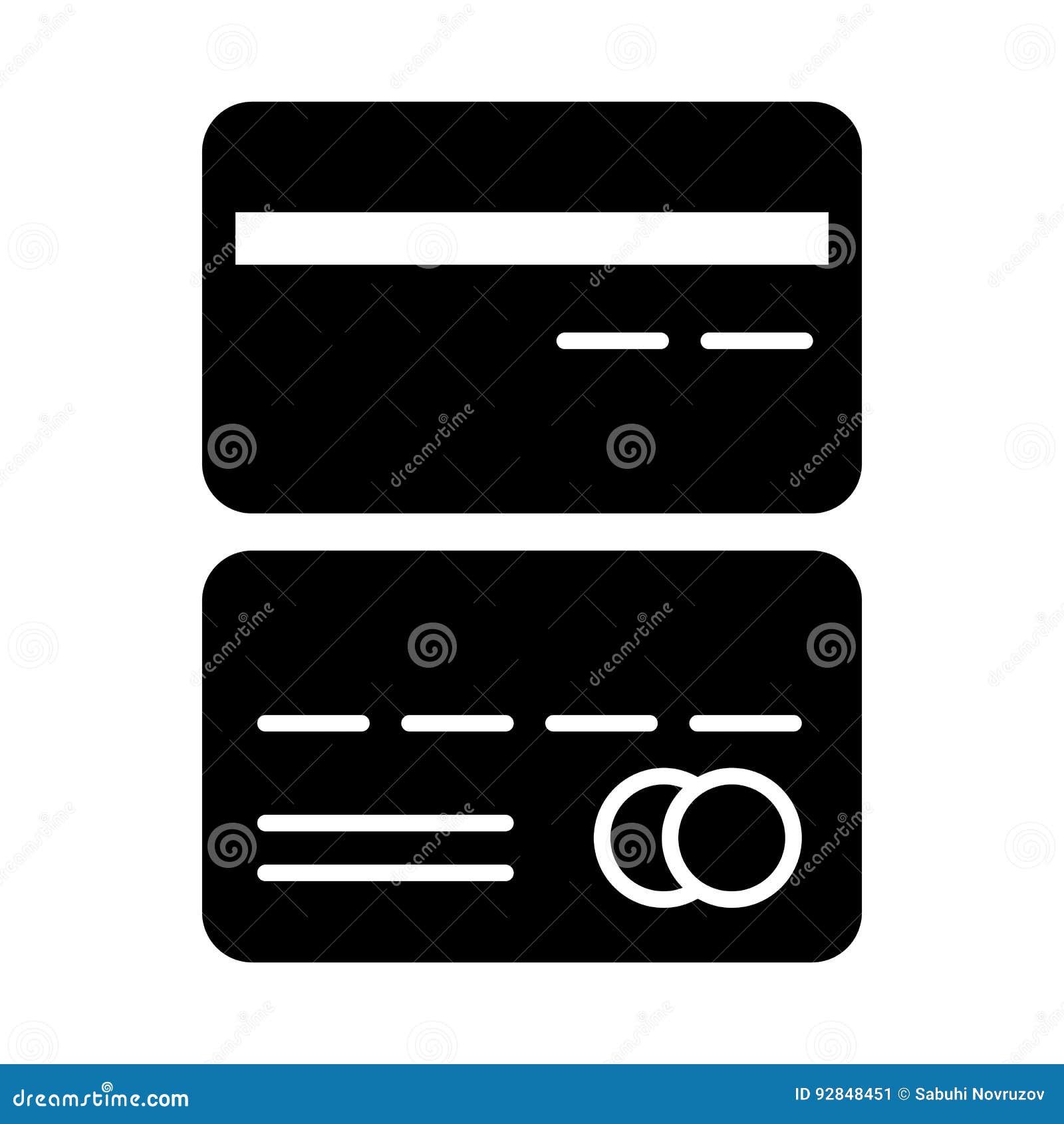 Credit Cards Vector Icon. Black and White Card Illustration. Solid ...