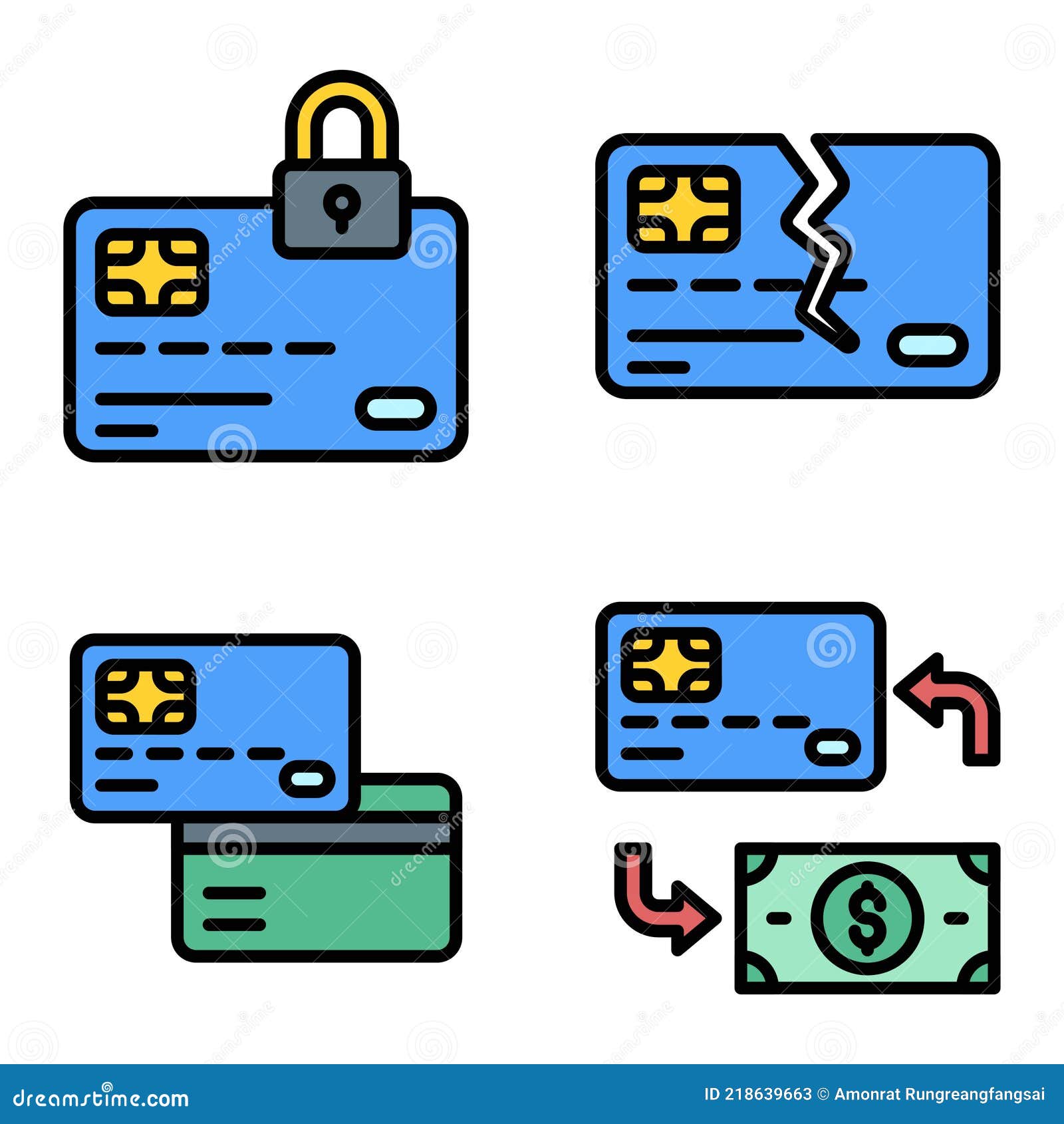 Credit or Debit Card Icon Set Payment Related Vector Stock Vector ...