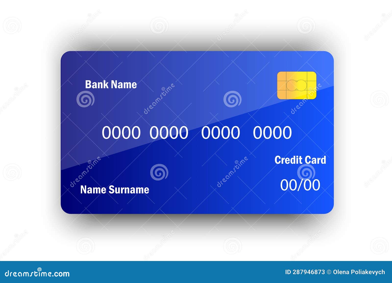 Credit Debit Card Mockup. Blue Credit Card. Vector Illustration. Eps 10 ...