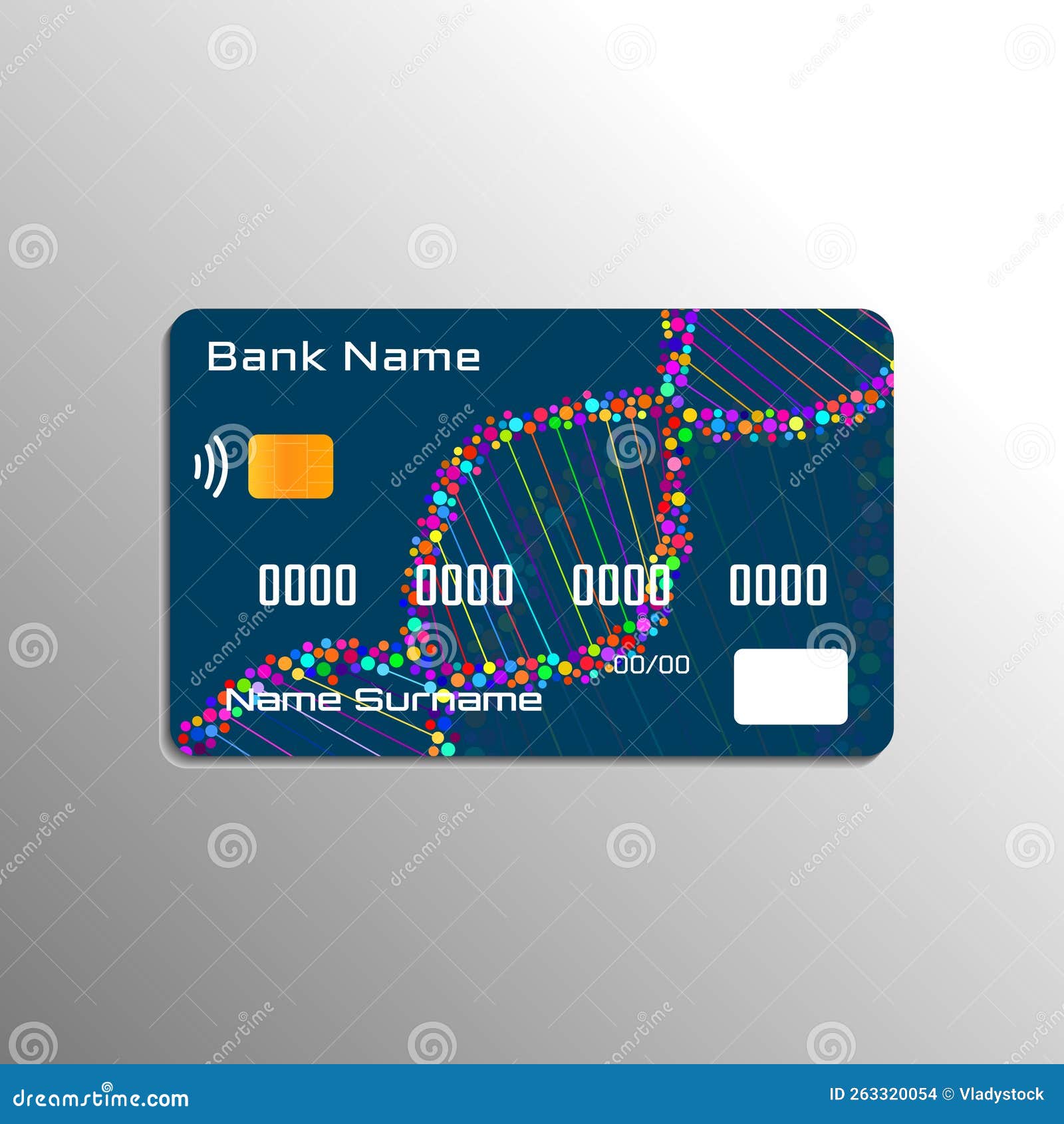Credit Debit Card with Spiral of DNA Background Stock Illustration ...