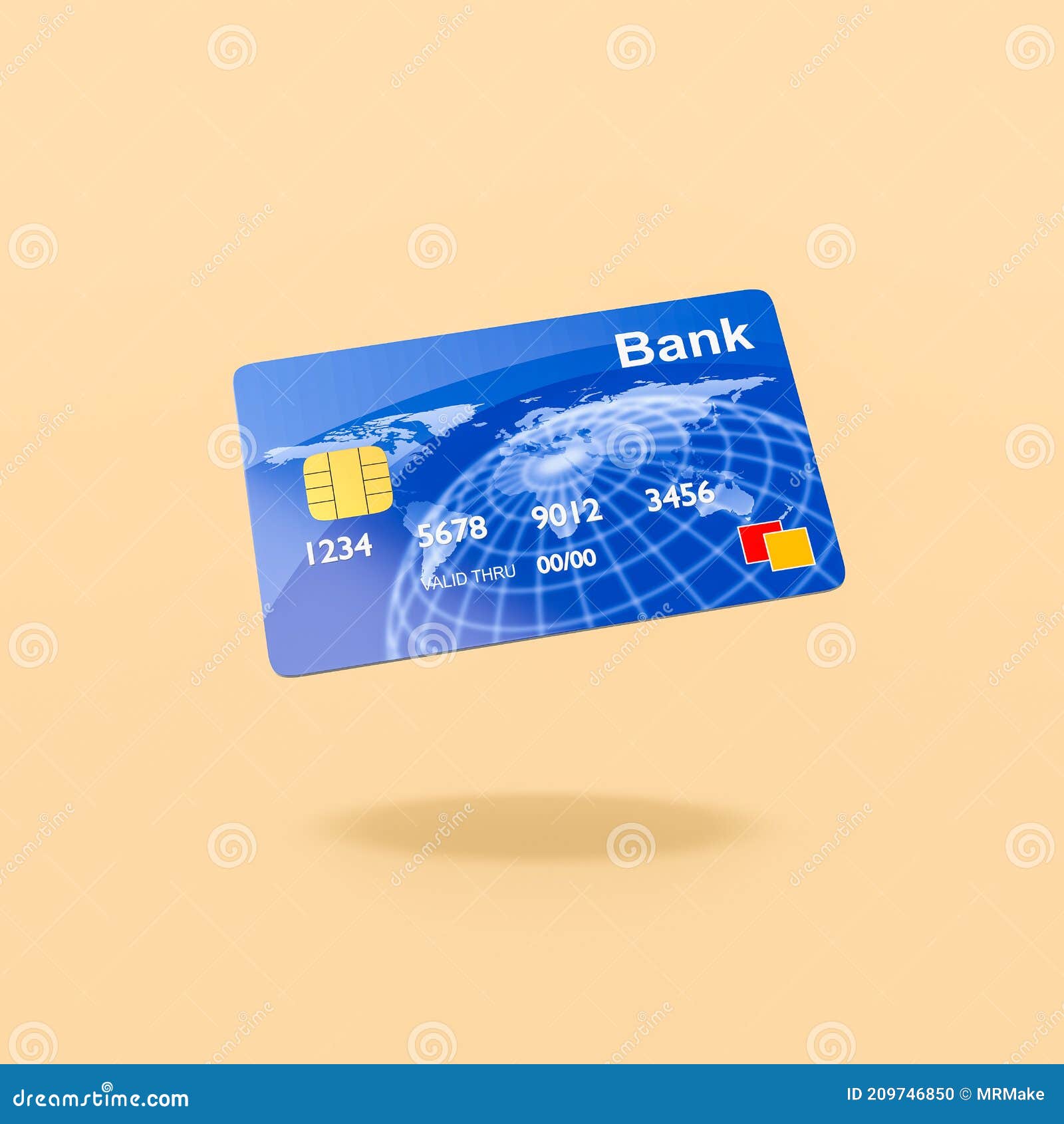 Credit or Debit Card on Yellow Background Stock Illustration ...