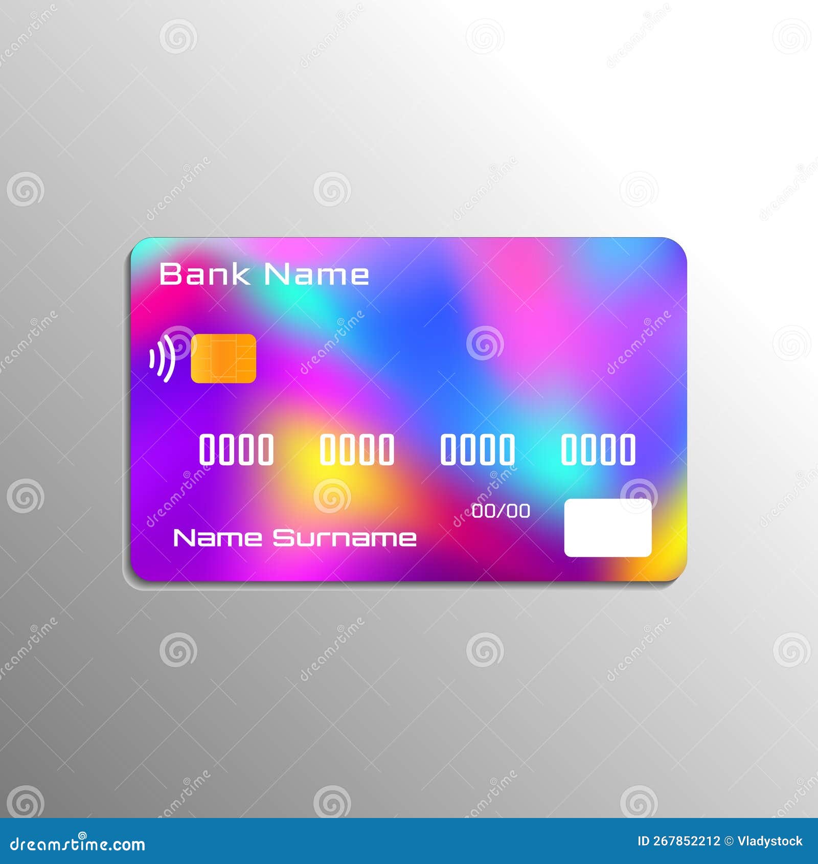 Credit Debit Colorful Card with Gradient Mesh Stock Illustration ...