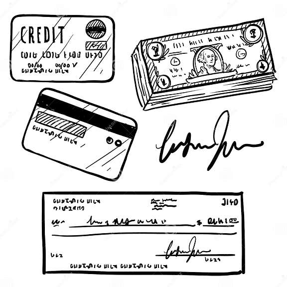 Credit and Financial Objects Sketch Stock Vector - Illustration of rich ...