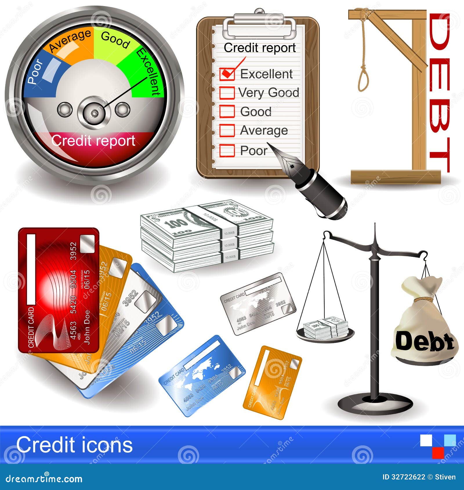 Credit icons stock vector. Illustration of finance, credit - 32722622
