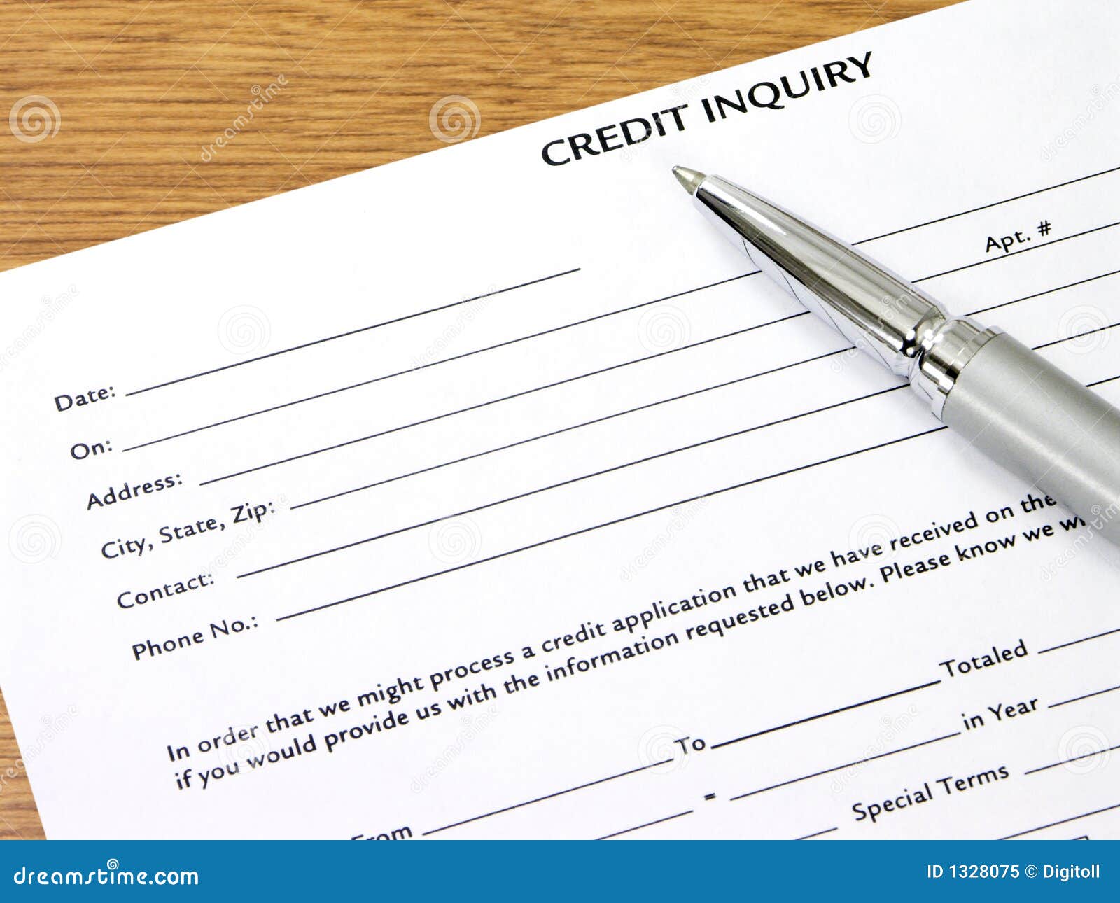 Credit Inquiry Form on Desk Stock Image - Image of accountant, finance ...