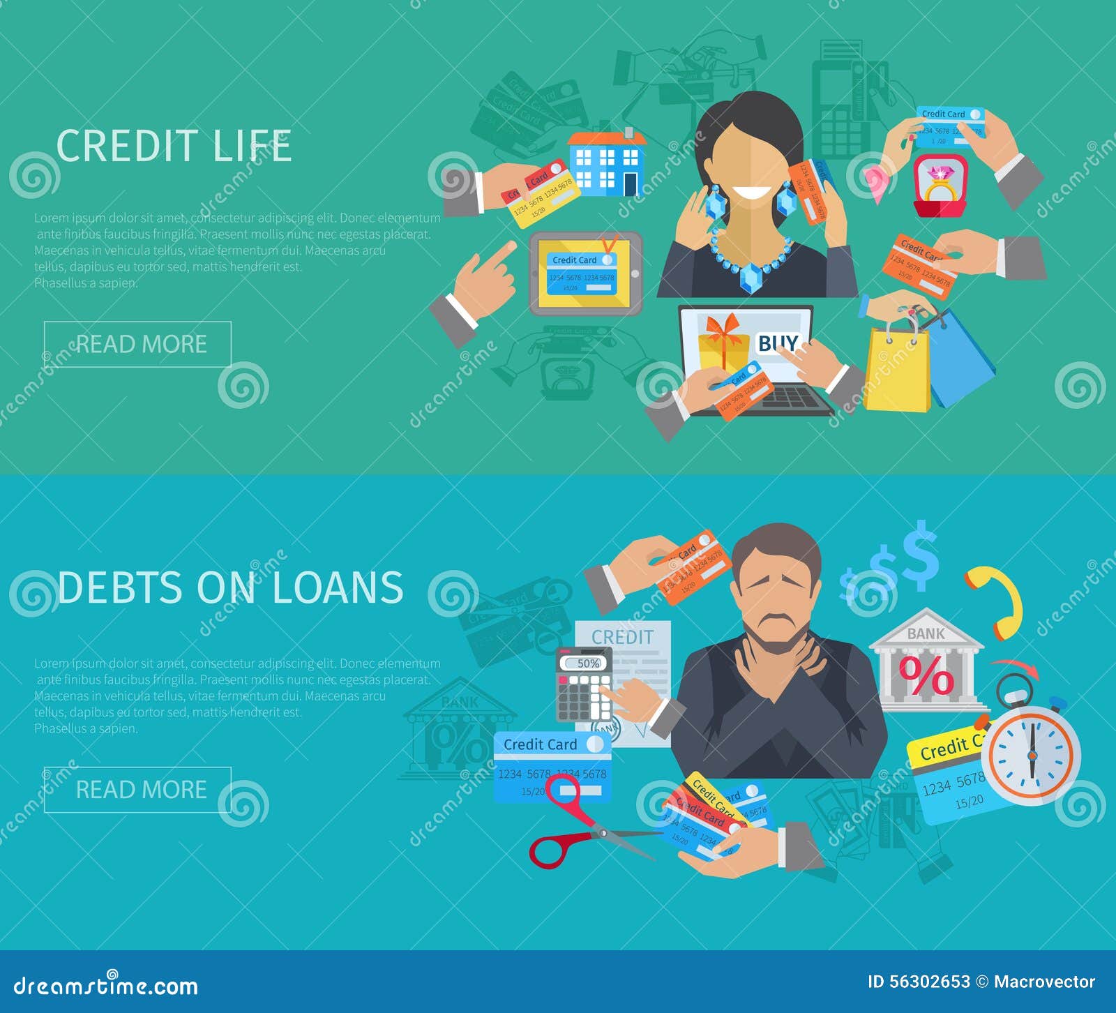 Credit Life Banner stock vector. Illustration of business - 56302653