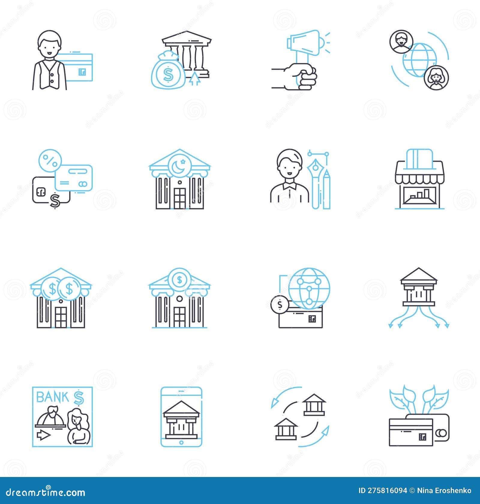 Credit Oversight Linear Icons Set. Regulation, Reporting, Evaluation ...