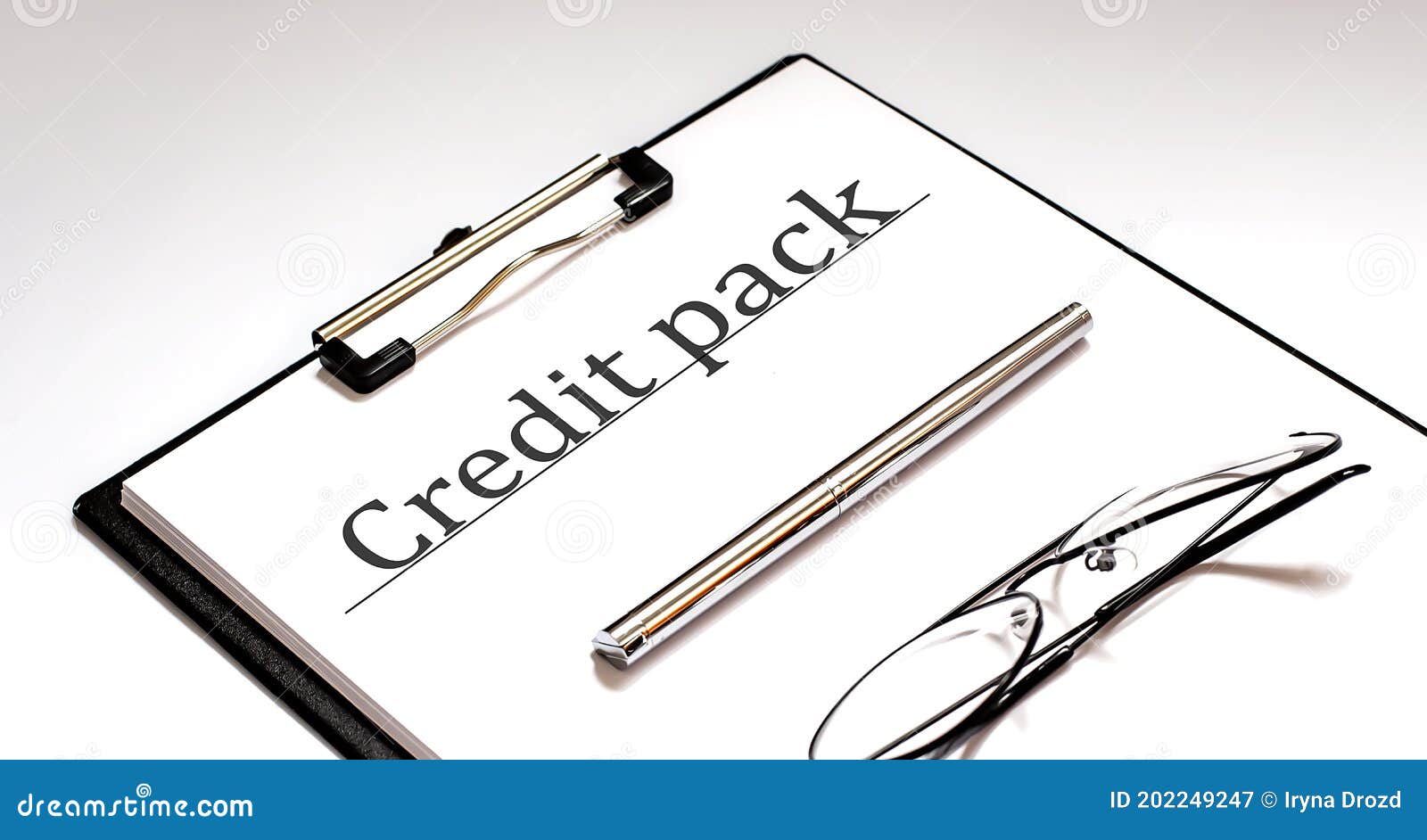 CREDIT PACK Text Written on a Paper with Pen and Glasses Stock Image ...