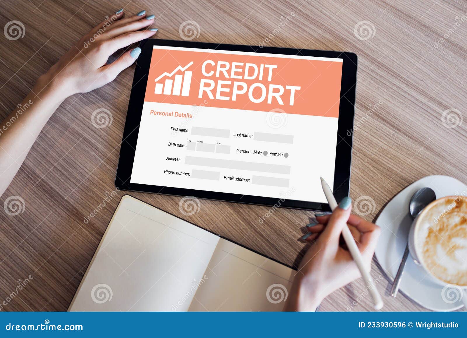 Credit Report Application Form on Screen. Business and Finance Concept ...