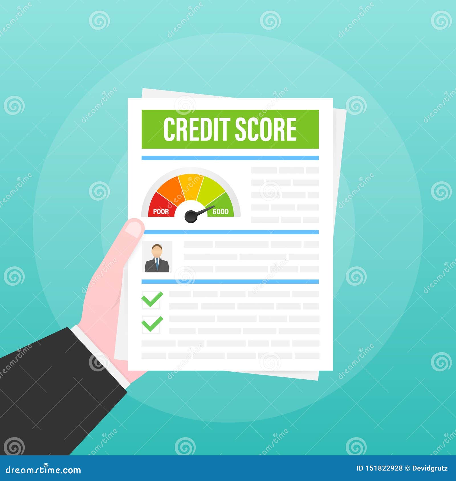 Credit Score Document. Paper Sheet Chart of Personal Credit Score ...