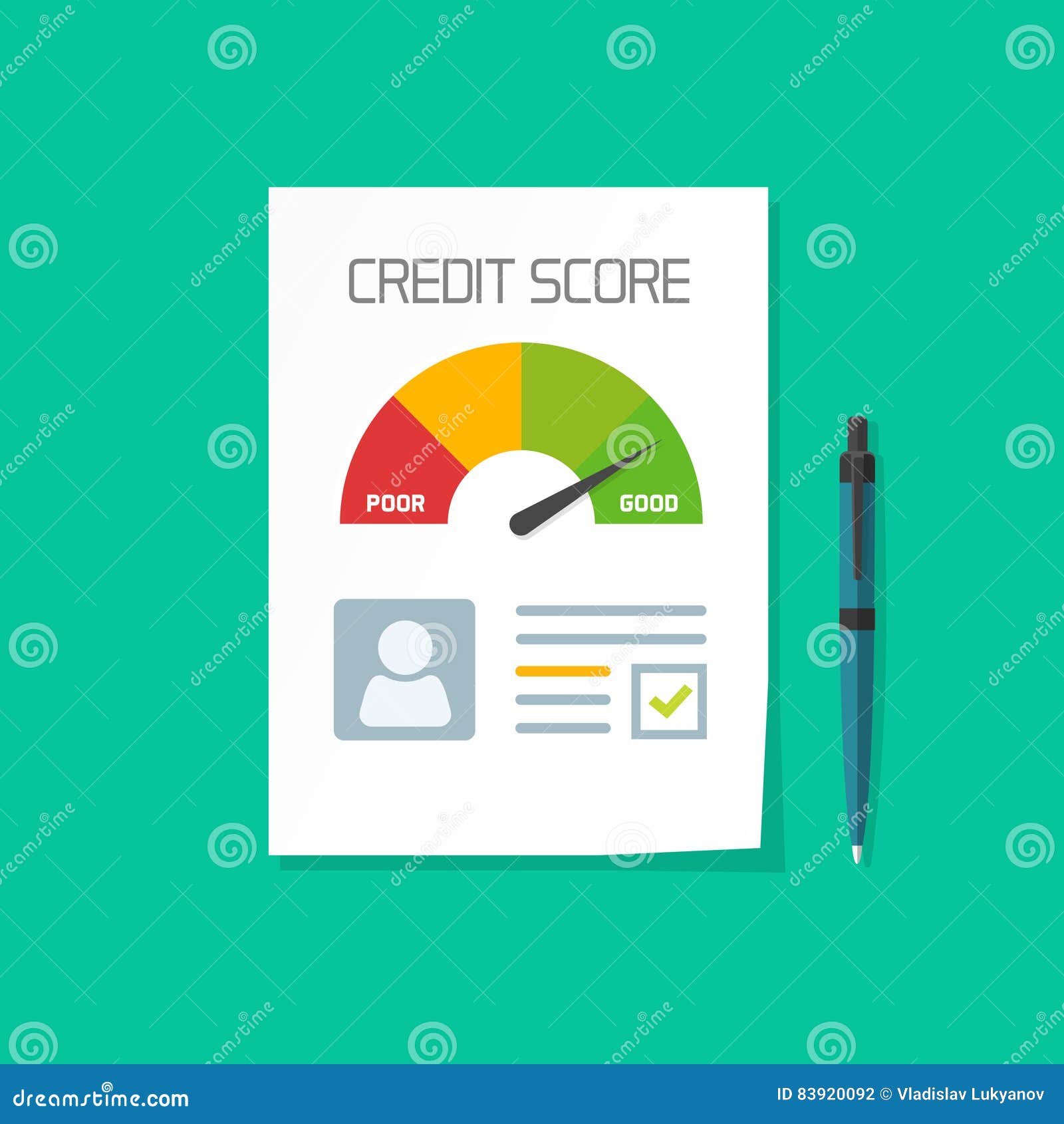 Credit Score Document Vector, Paper Sheet Chart of Personal Data Stock ...