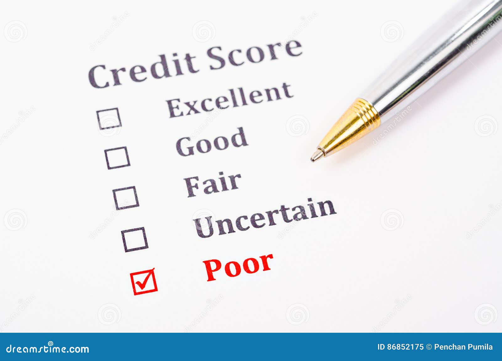 Credit score form. stock image. Image of investment, investor - 86852175