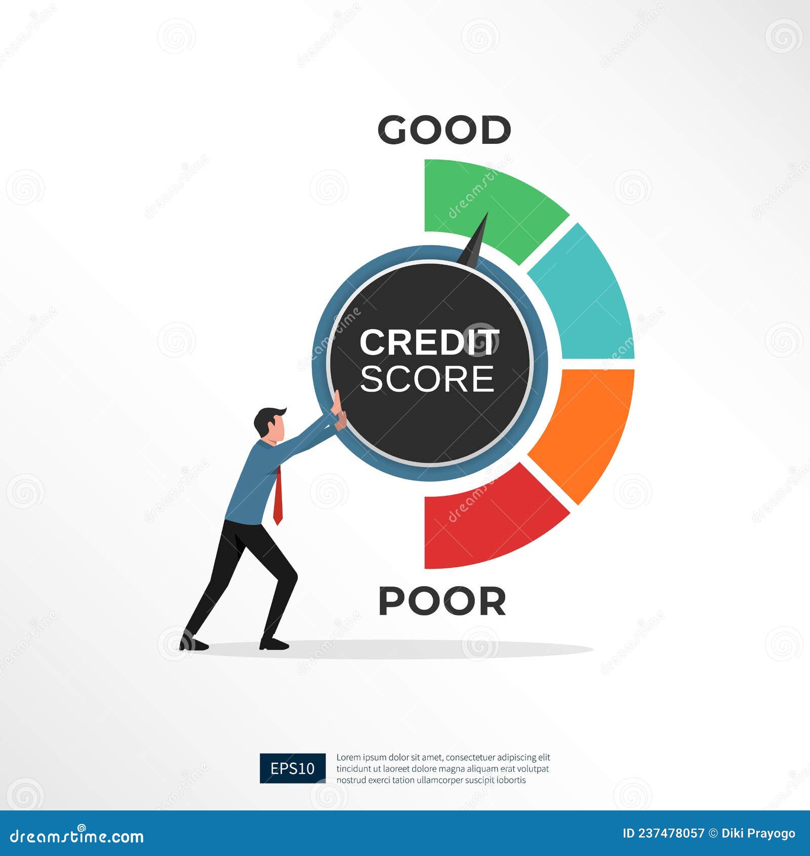 Credit Score Gauge Concept. Vector Illustration Stock Vector ...