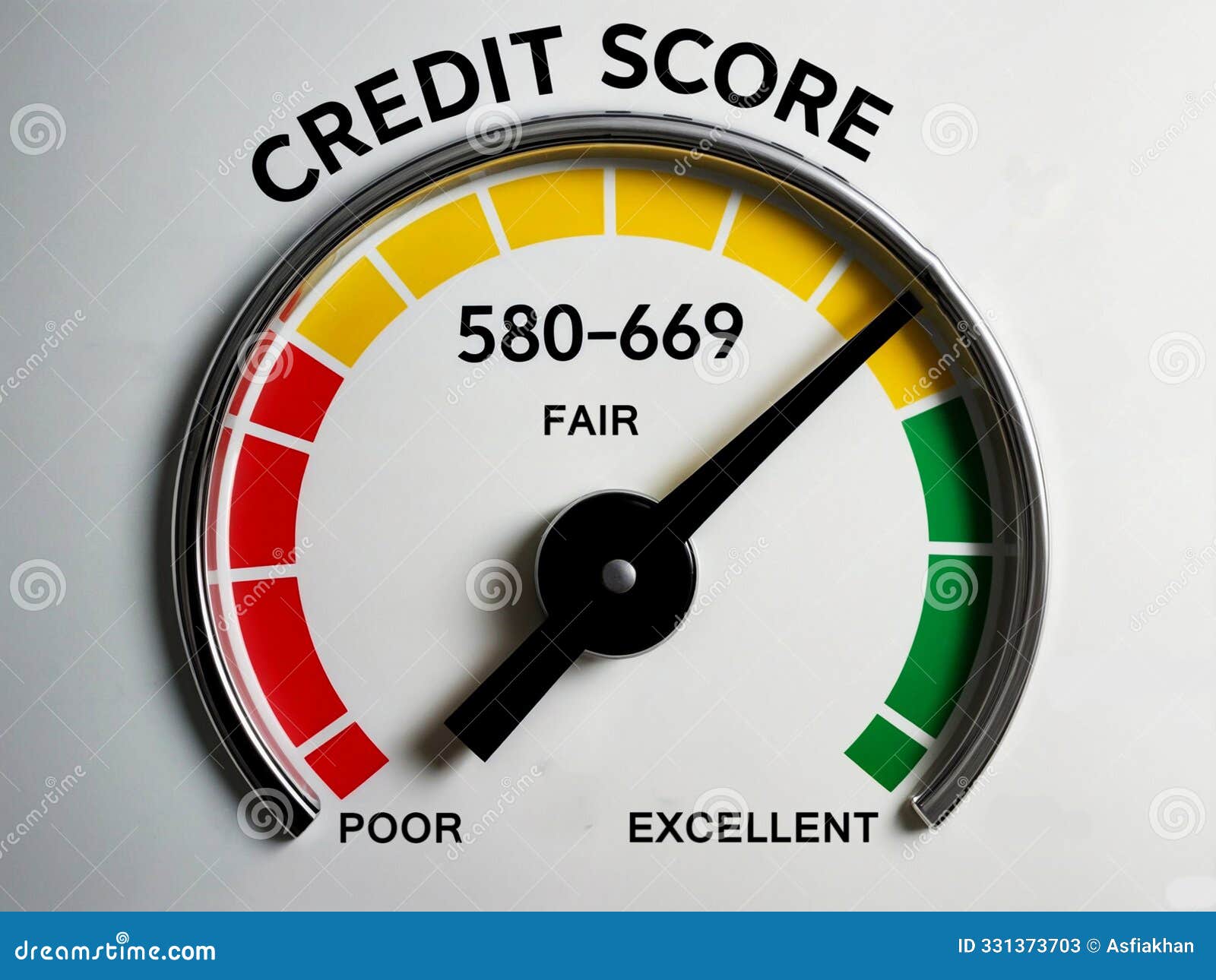 Credit Score Gauge Meter within Fair Range 580 To 669 Stock ...