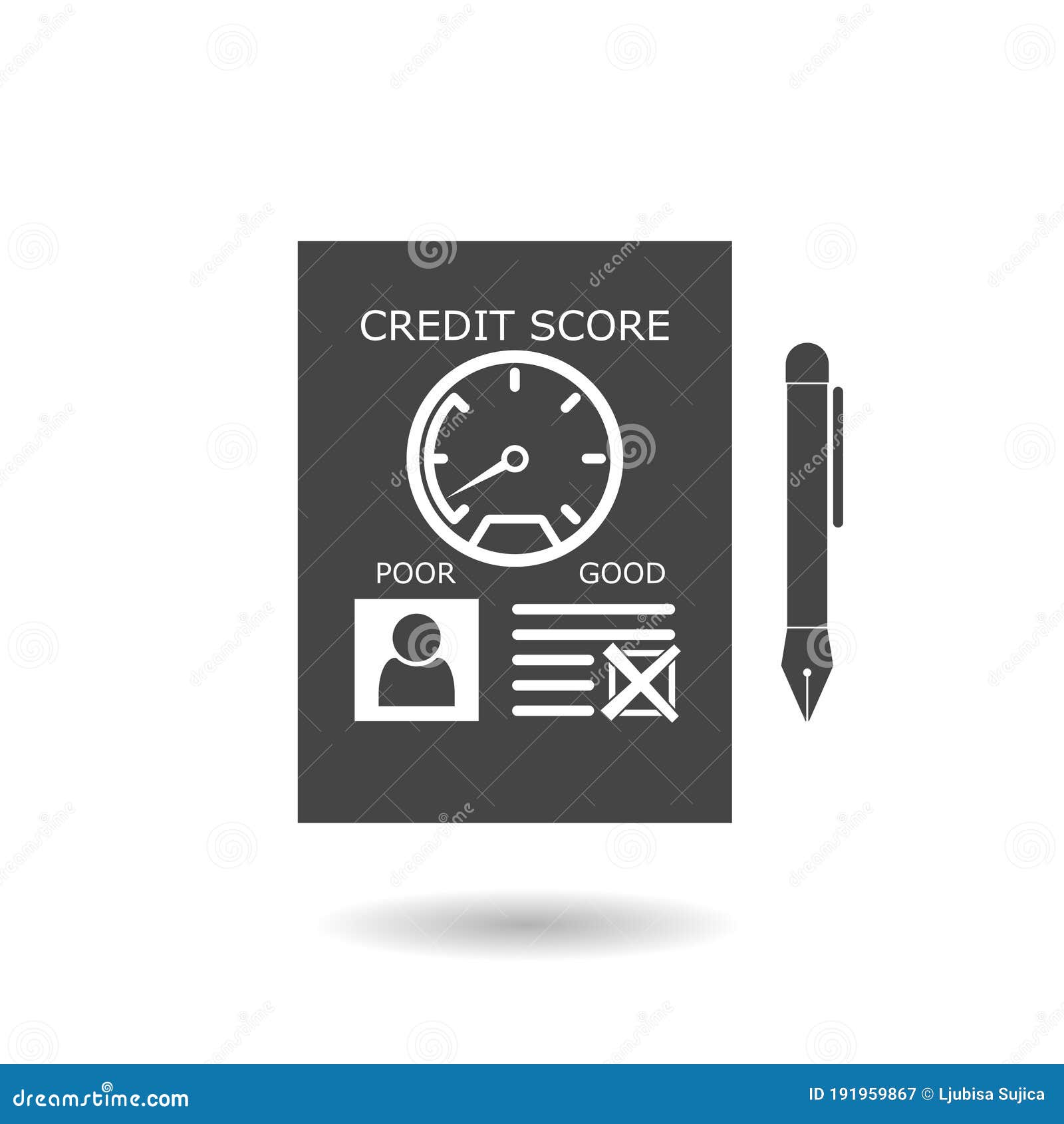Credit Score Icon with Shadow Stock Vector - Illustration of game ...