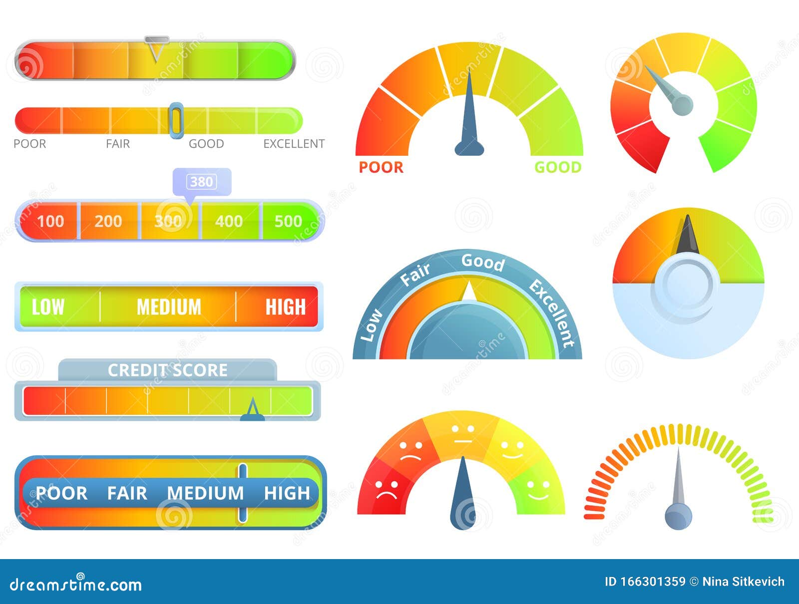 Credit Score Icons Set, Cartoon Style Stock Vector - Illustration of ...