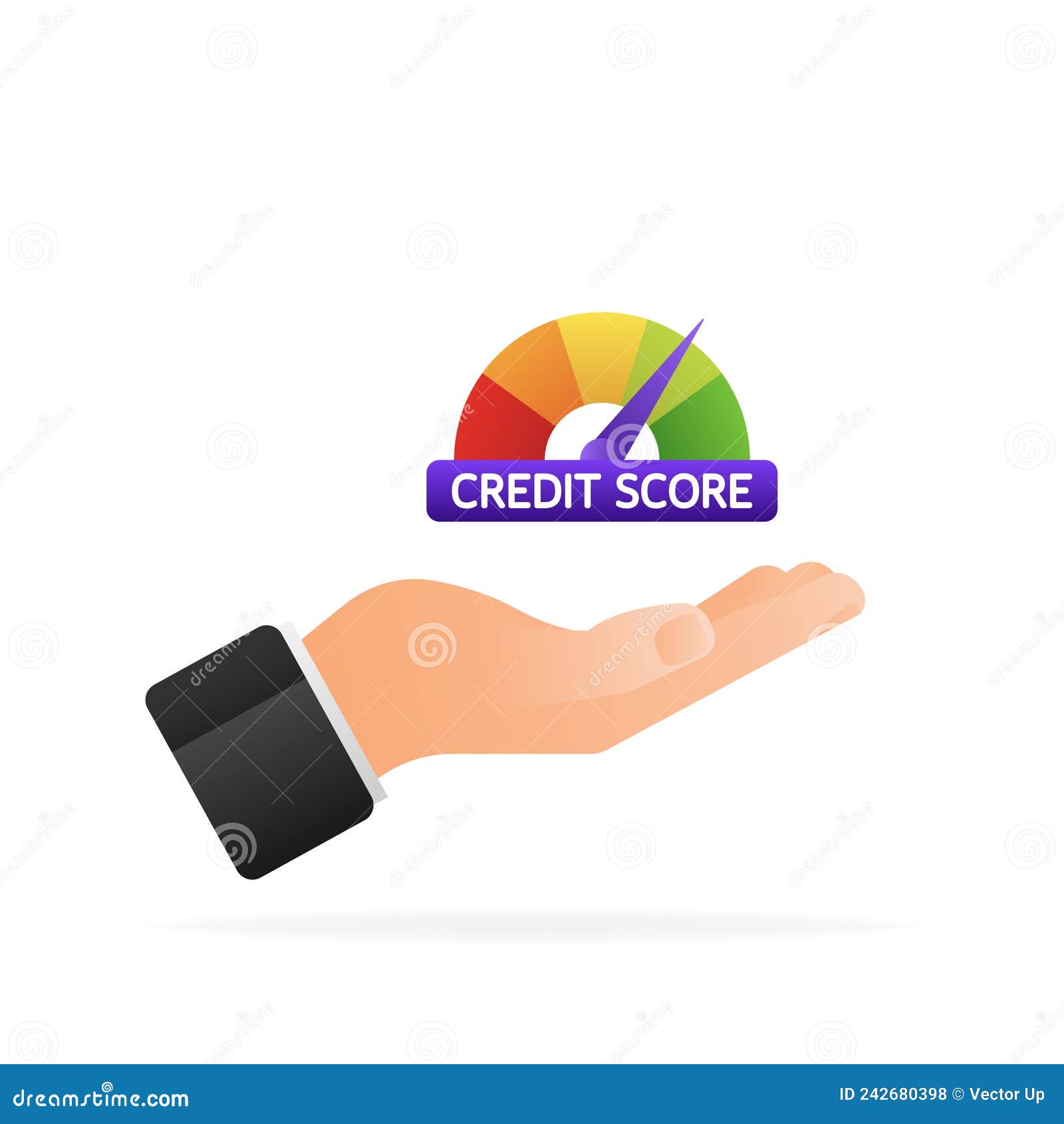 Credit Score Speedometer in Hand on White Background Stock Vector ...