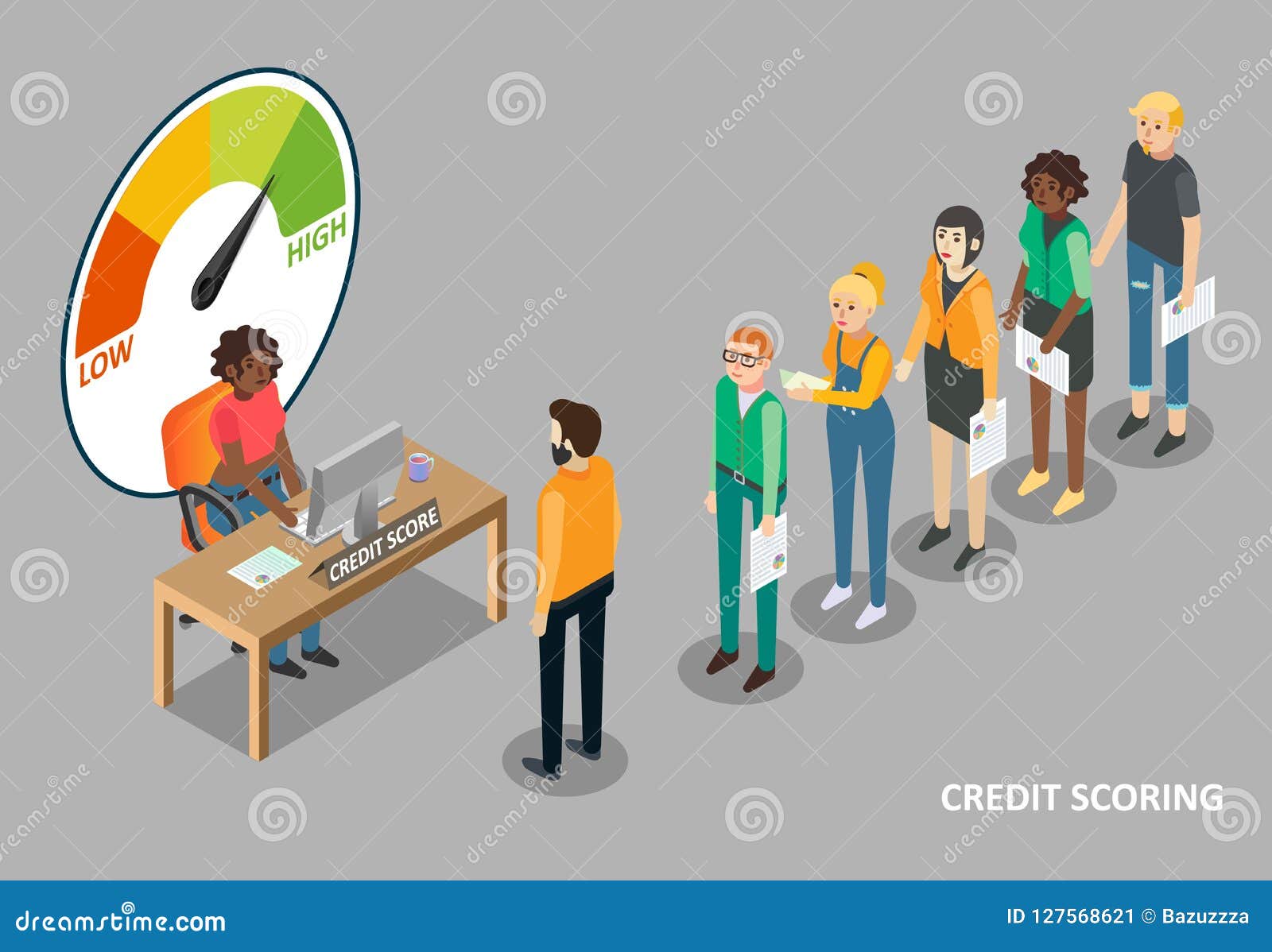 Credit Scoring Concept Vector Flat Isometric Illustration Stock Vector ...