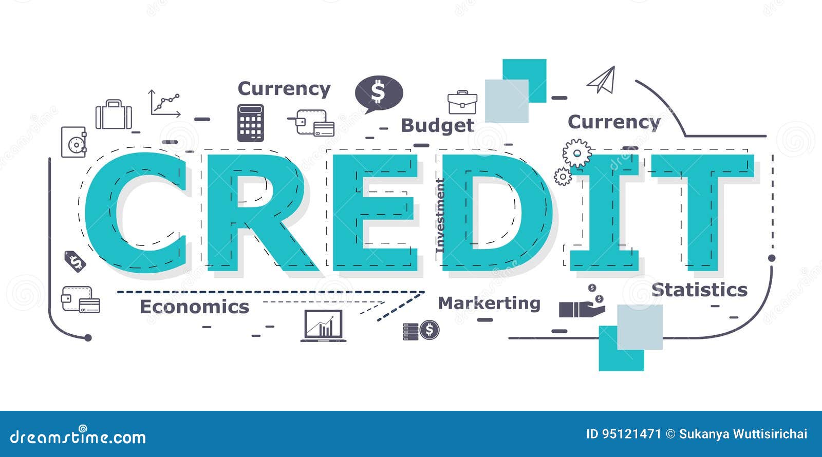 Credit Word Desigh. Illustration. Stock Illustration - Illustration of ...