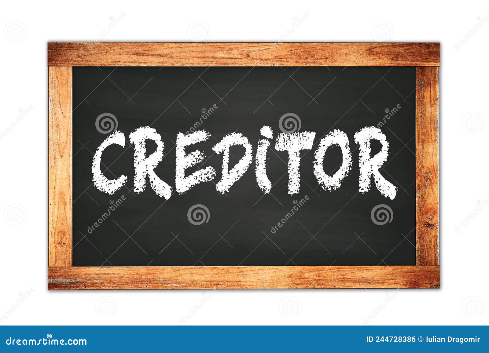 CREDITOR Text Written on Wooden Frame School Blackboard Stock ...